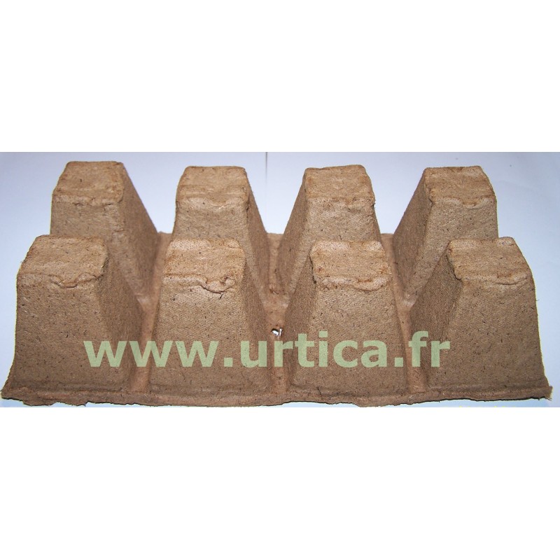 10 plaques de 8 pots carrés 6cm biodégradables en tourbe